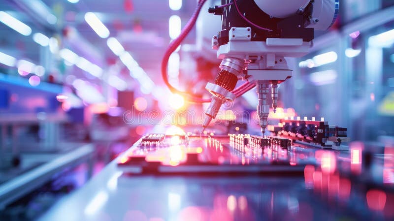 Advanced Robotics Working on Nano-scale Chip Manufacturing Illuminated ...