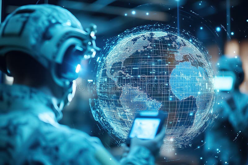 High-tech Interaction with a Hyper-realistic Digital Earth Grid Shows ...