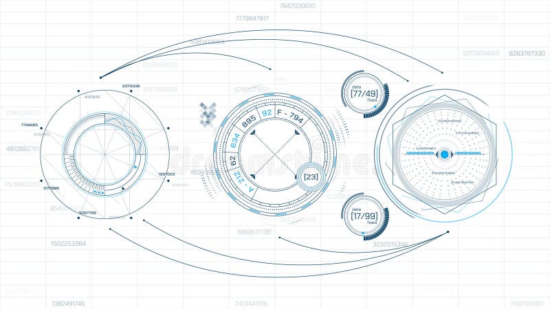 High-tech Interface for Data Processing with Animation of HUD Elements ...