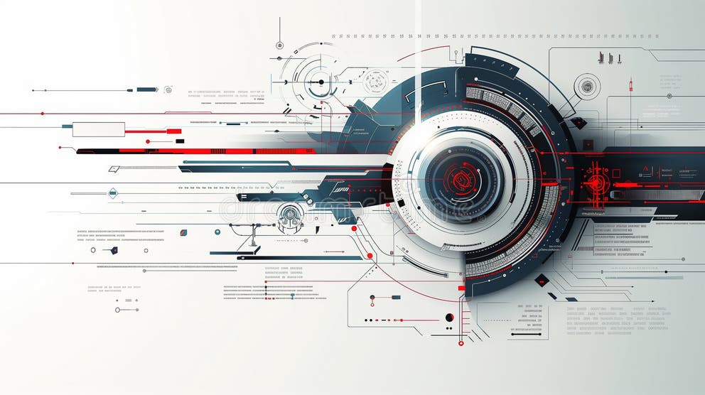 High-tech Interface Design with Circular and Linear Elements in Black ...