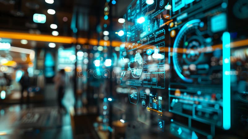 High-Tech Interface with Digital Data, Generative AI Stock Image ...