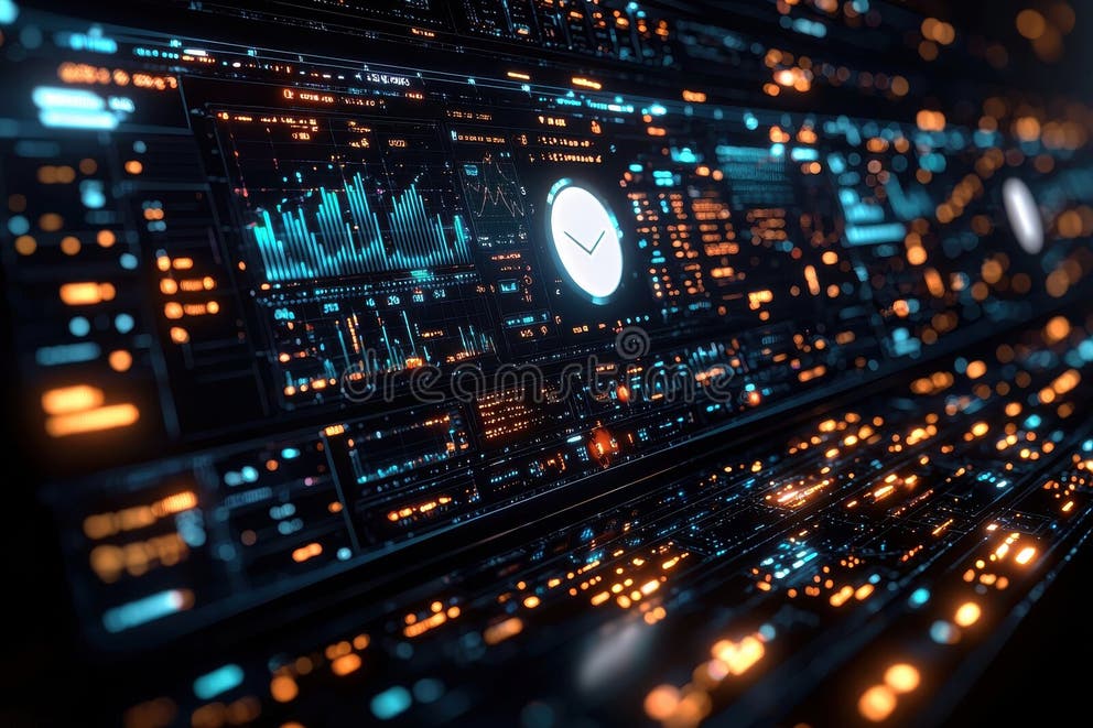 High-tech Interface Displaying Futuristic Data Visualization and Analytical Graphics Stock Photo ...