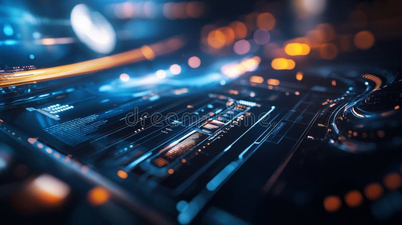 High-tech Interface with Futuristic Design in Blue and Orange Lighting ...