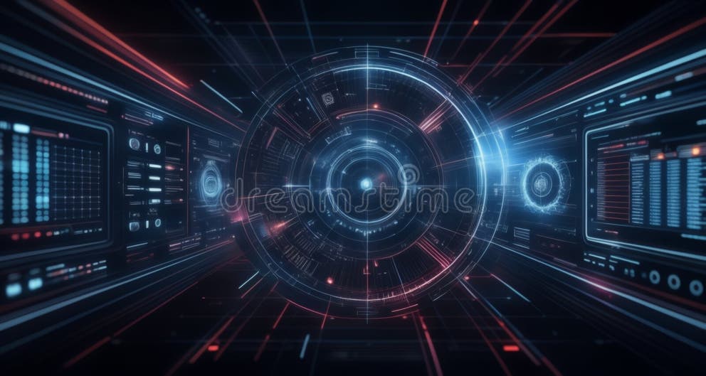 High-tech Interface with Futuristic Design and Glowing Elements Stock ...