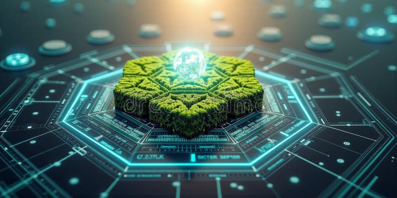 Futuristic Interface with Green Energy Core Stock Illustration ...