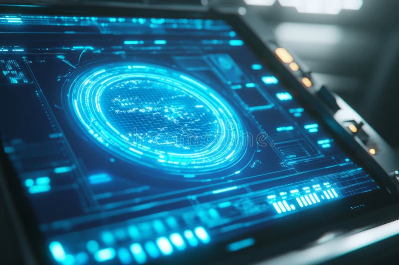 A High-tech Intergalactic Spaceship Control Room 3D Background with ...