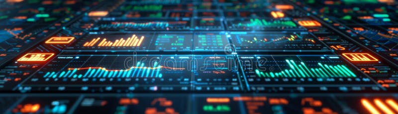 High-tech Investment Dashboard with Graphs and Financial Data in Blue ...