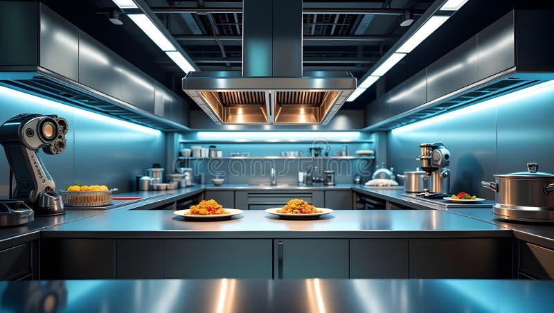 A High-tech Kitchen with Automated Devices Preparing Meals Stock Image ...