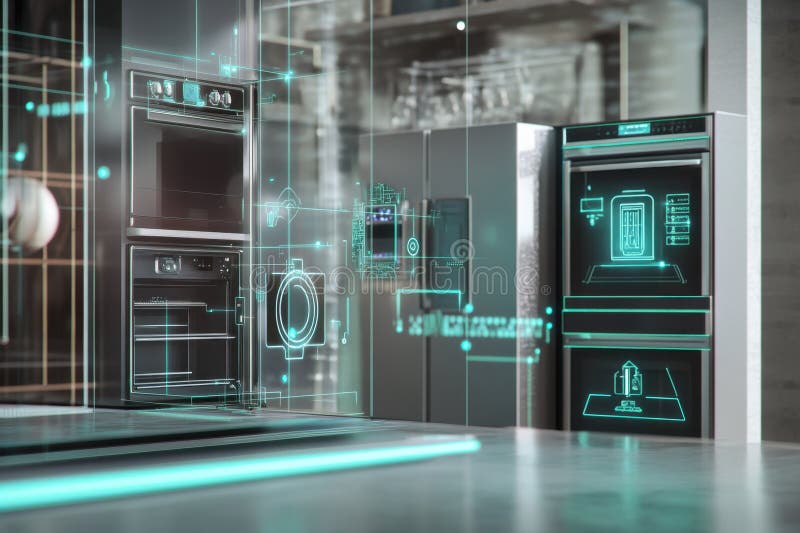 Modern Kitchen with Smart Appliances and Digital Interfaces in a ...