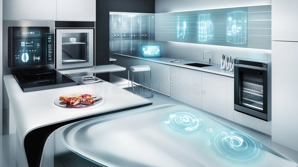 A High-tech Kitchen with Futuristic Appliances.. Stock Photo - Image of ...
