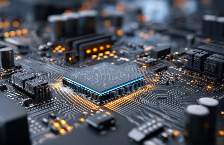 In a High-tech Lab, Advanced Manufacturing Procedures are Used To Assemble Microprocessors on ...