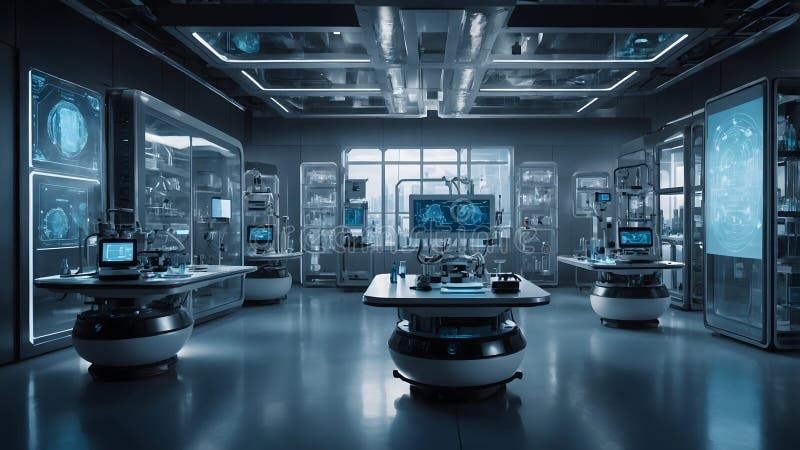 High-Tech Lab Design with Digital Tablets, Robots, and Holographic ...