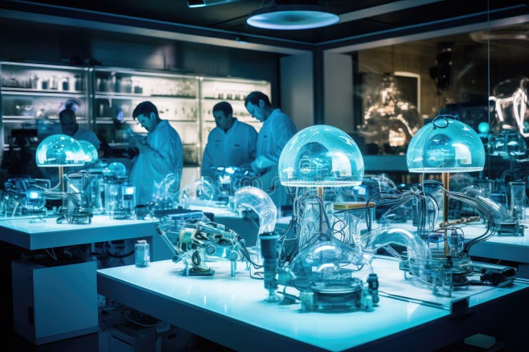 High-tech Lab with Scientists Working on Nano-robots Stock Image ...