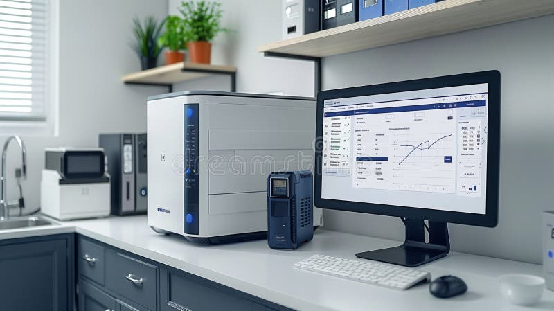 A High-tech Laboratory with Advanced Equipment, a Computer Displaying ...