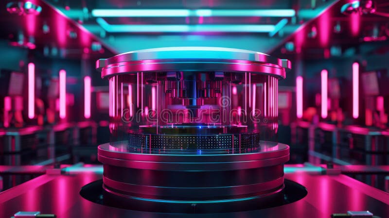 High-Tech Laboratory with Advanced Equipment, Neon Lights, Conducting ...