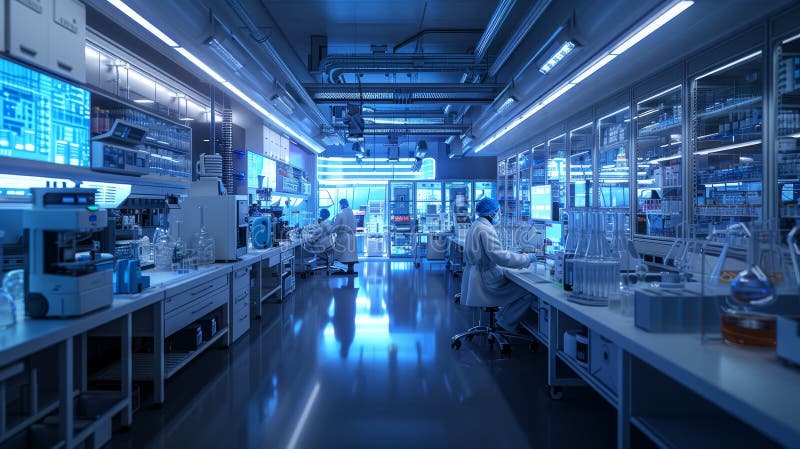 High Tech Laboratory with Detailed Equipment and Precise Lighting in ...