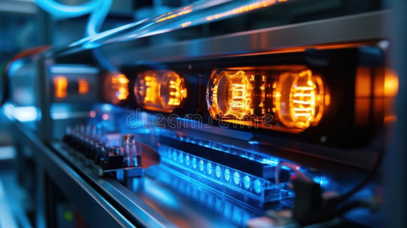 Advanced Scientific Equipment with Illuminated Components Stock Photo ...