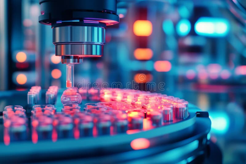 High-Tech Laboratory Equipment Processing Samples in Modern Medical Research Facility Stock ...