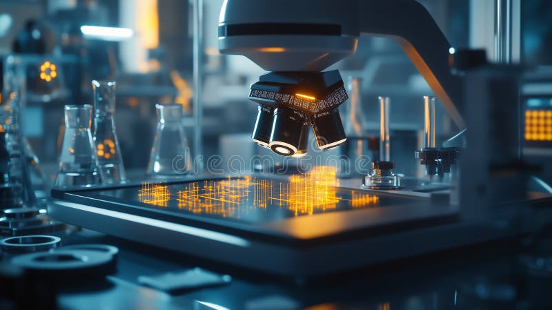 High-tech Laboratory Featuring Advanced Equipment and Glowing Elements ...