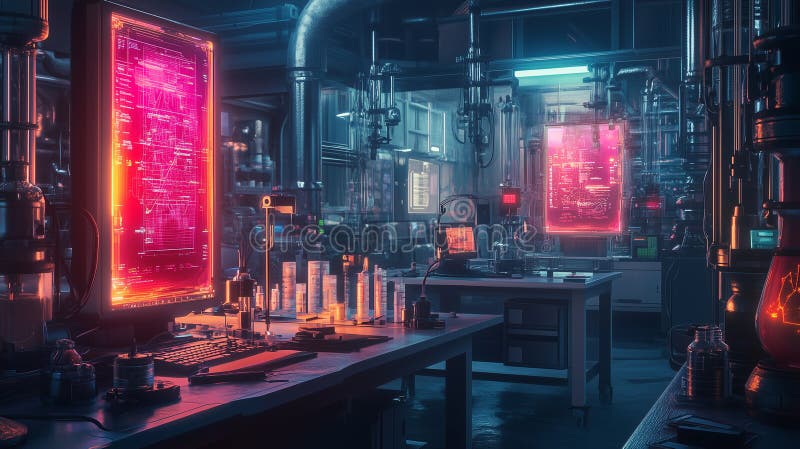 High-tech Laboratory Filled with Glowing Screens and Scientific ...