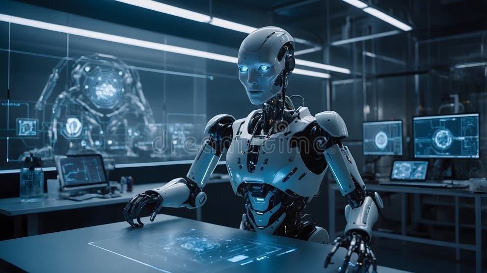 AI-Powered Robotics Lab for Humanoid Robot Construction Stock Photo ...