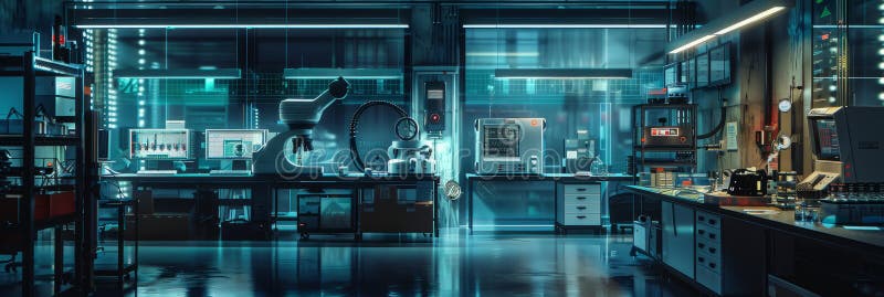 High-tech Laboratory Focused on AI Research, with Advanced Machinery ...