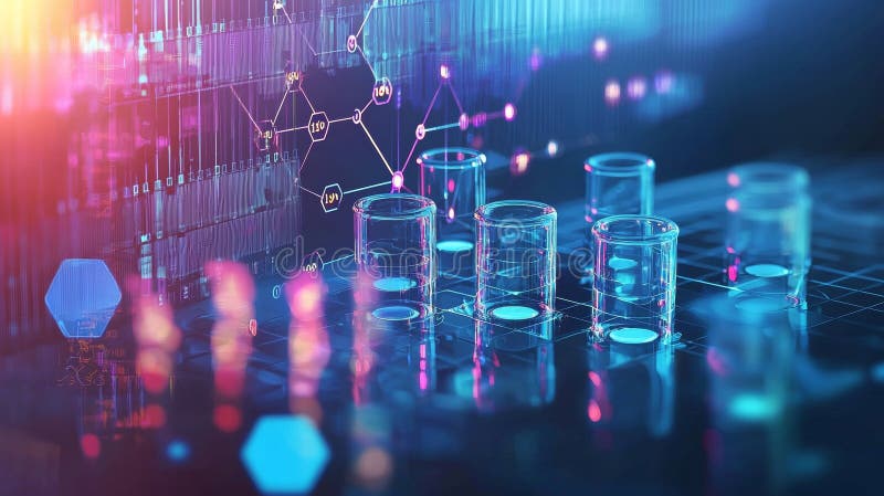High-tech Laboratory with Glassware and Digital Interface Stock Photo ...