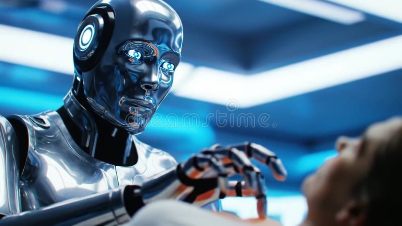 Robot Interacts with Human Subject in Futuristic Laboratory Setting ...