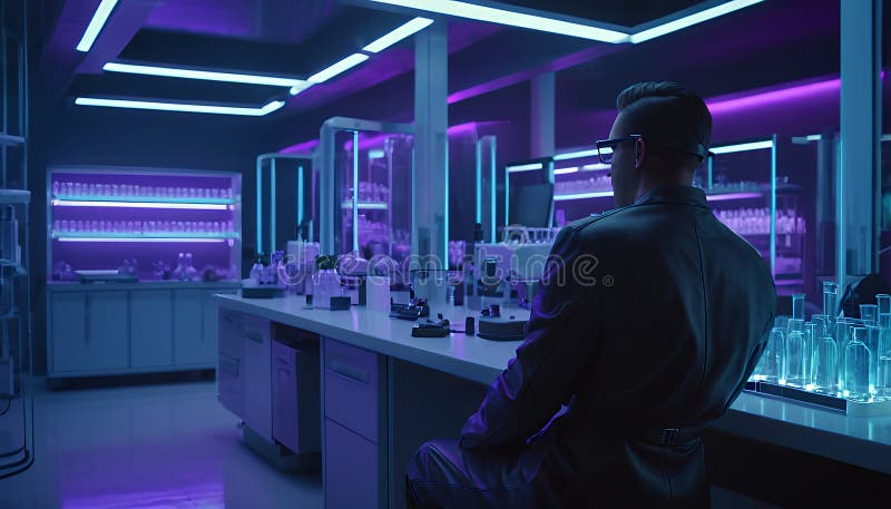 High Tech Laboratory Interior with Purple LED Lighting Stock ...