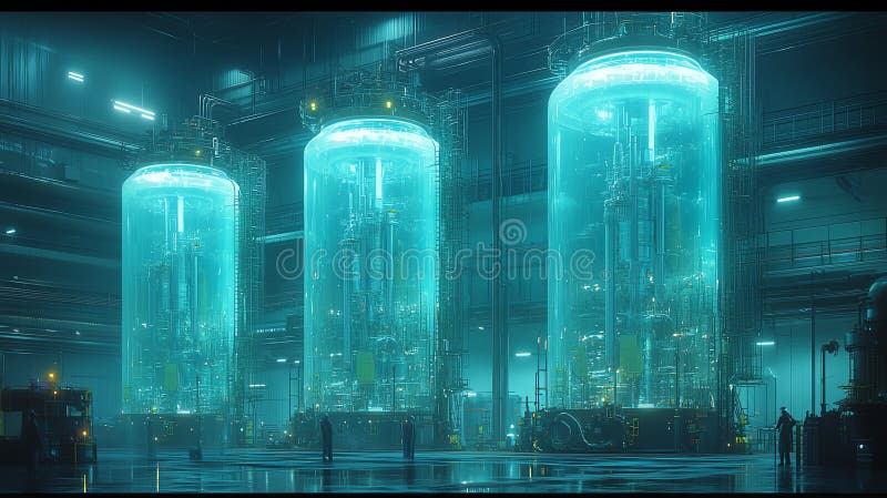 High-tech Laboratory with Large Transparent Tanks and Blue Lighting ...