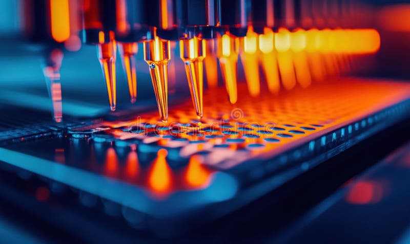 High-Tech Laboratory and Liquid Automation Concept Stock Illustration ...