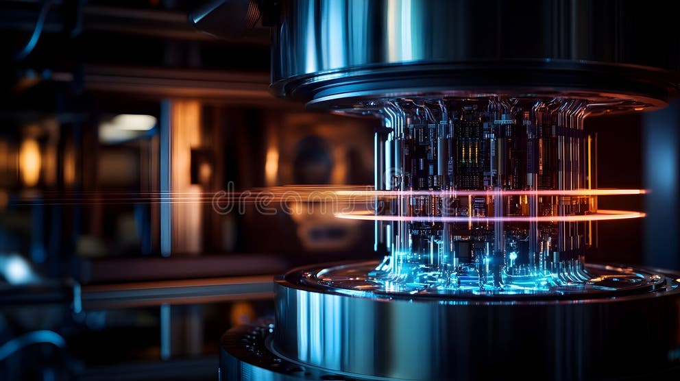 High-tech Laboratory Quantum Processor with Glowing Circuitry Stock ...