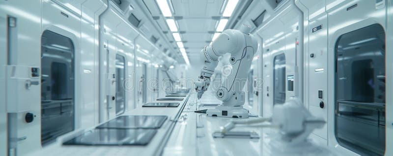 High-tech Laboratory with Robotic Arm, Automation in Research and ...