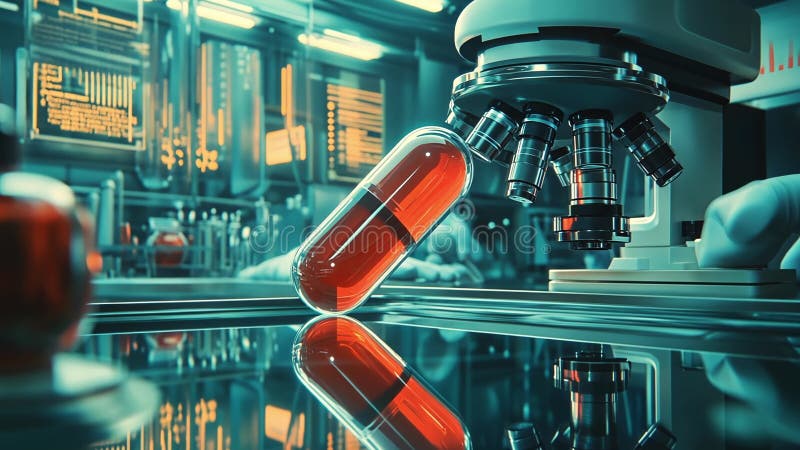Advanced Laboratory Research with Microscope and Capsule Stock Footage ...