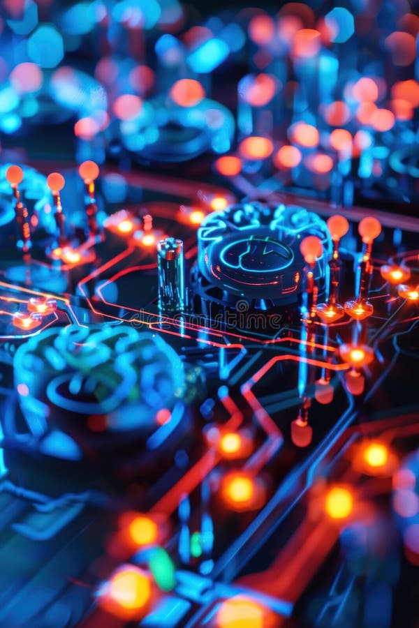 Futuristic Brain Implant Testing Lab with Glowing Holographic Neural ...