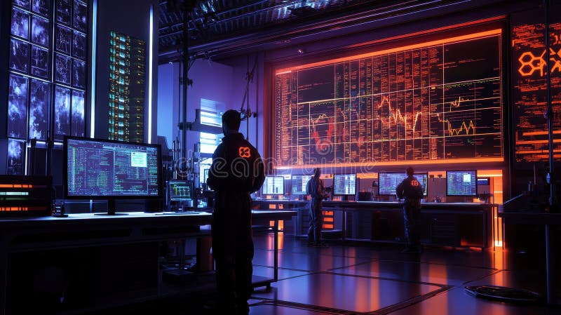 A High-tech Laboratory Showcasing Researchers Analyzing Data on Large ...