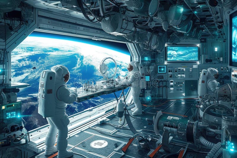 A High-tech Laboratory on a Space Station, Futuristic Technology ...
