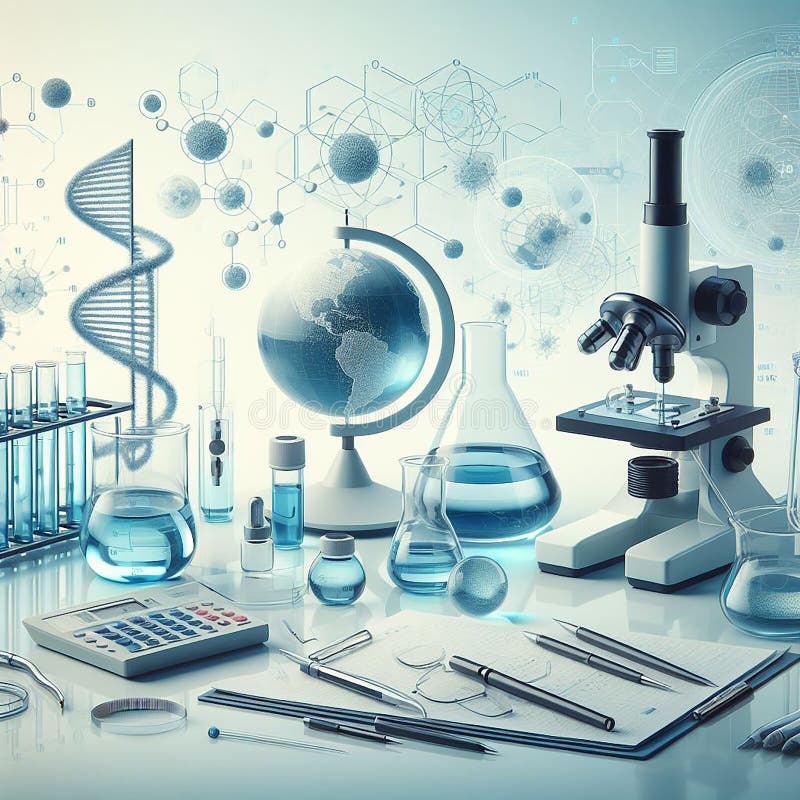 High Tech Laboratory and Technicians are Working with Microscope, Cup ...