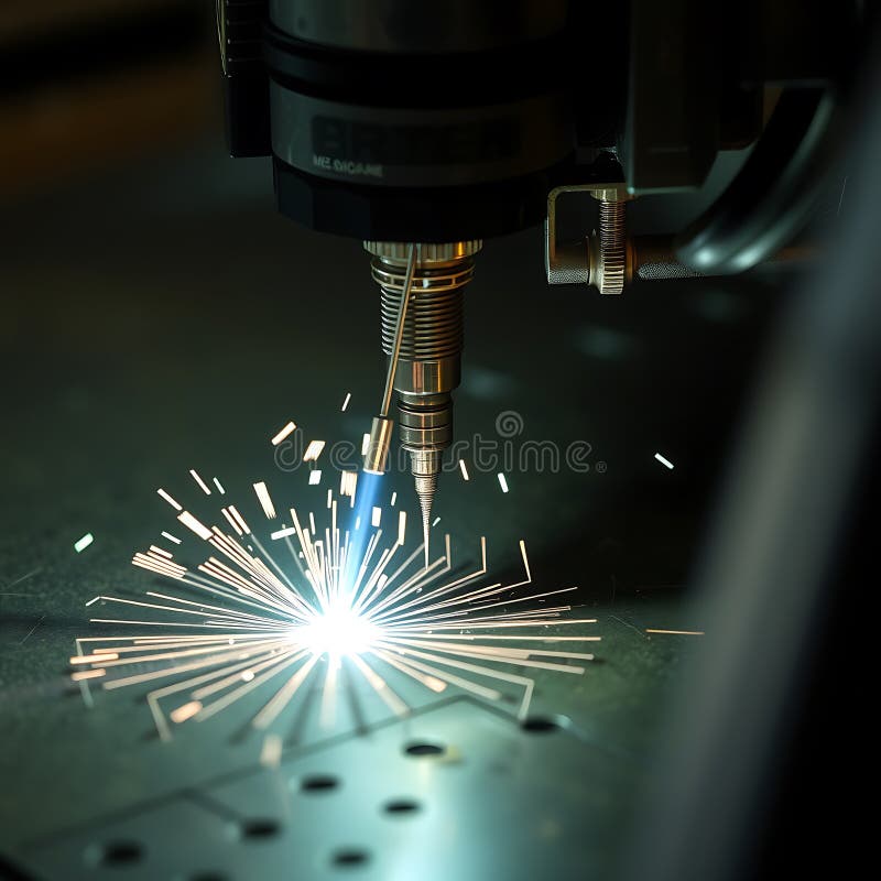 A High Tech Laser Cutter in Action with a Fine Beam of Light Passing ...