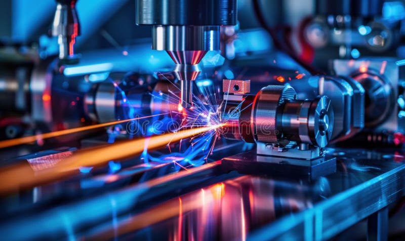 High-Tech Laser Cutting Machine in Action. Generative Ai Stock ...