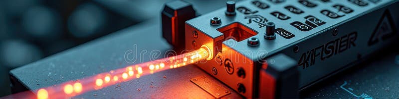 High-tech Laser Equipment with Glowing Power Source in Industrial ...