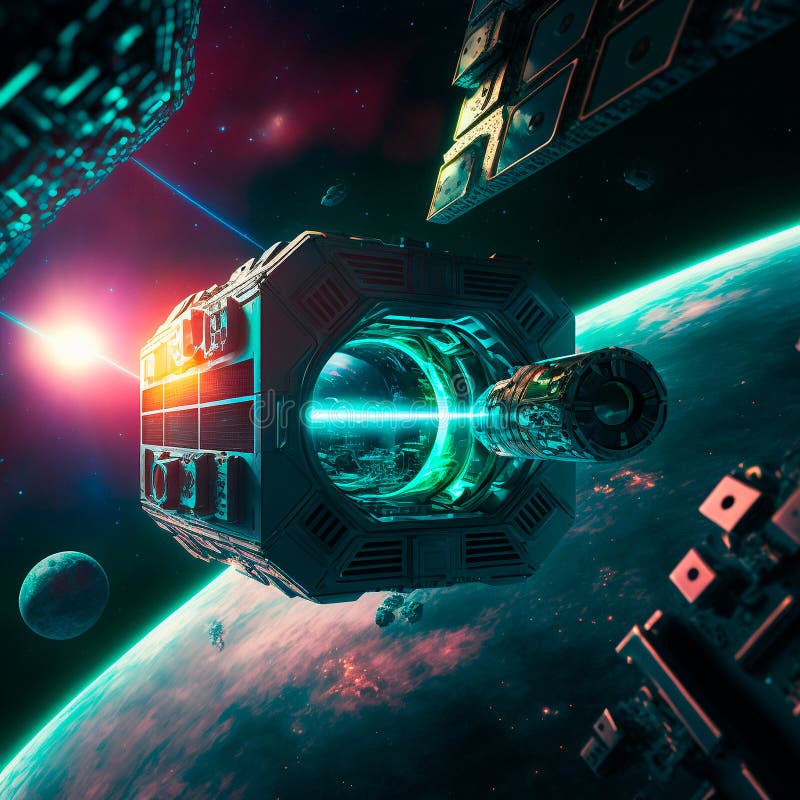 High-tech Laser Installation in Space Stock Illustration - Illustration ...