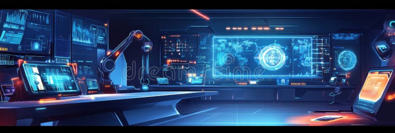 Futuristic Learning Hub with Robotic Arms and Advanced AI Technology ...