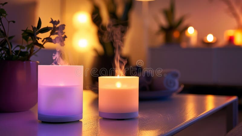 High-Tech LED Aromatic Candles for Modern Living Stock Illustration ...