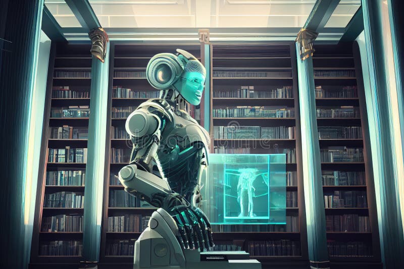 High-tech Library with Robotic Assistants and Holographic Displays ...