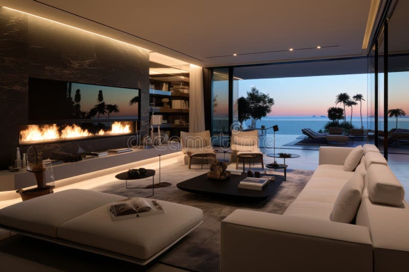 A High-tech Living Room with Integrated Security and Smart Home Devices ...