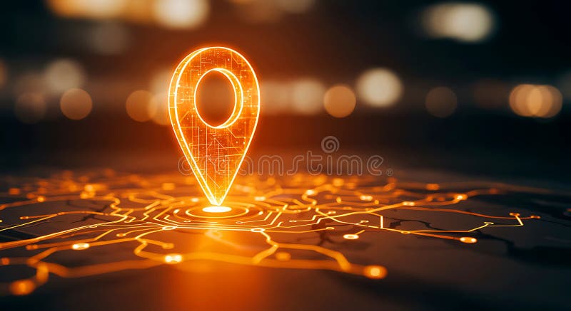 High-Tech Location Marker on a Circuit Board Stock Illustration ...