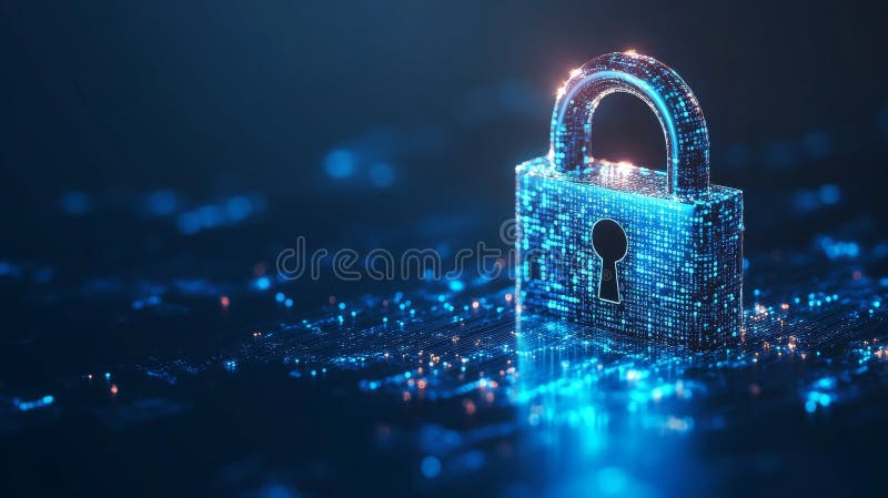 High-tech Lock on Glowing Digital Background Representing Security ...