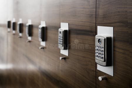 High tech lockers stock image. Image of technology, door - 13394915