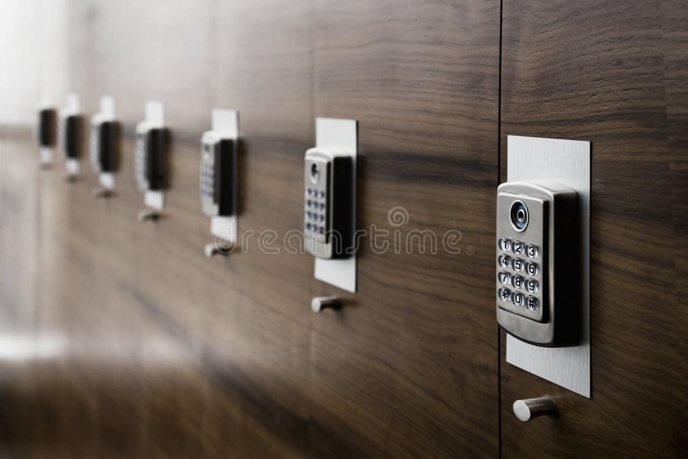 High tech lockers stock image. Image of technology, door - 13394915
